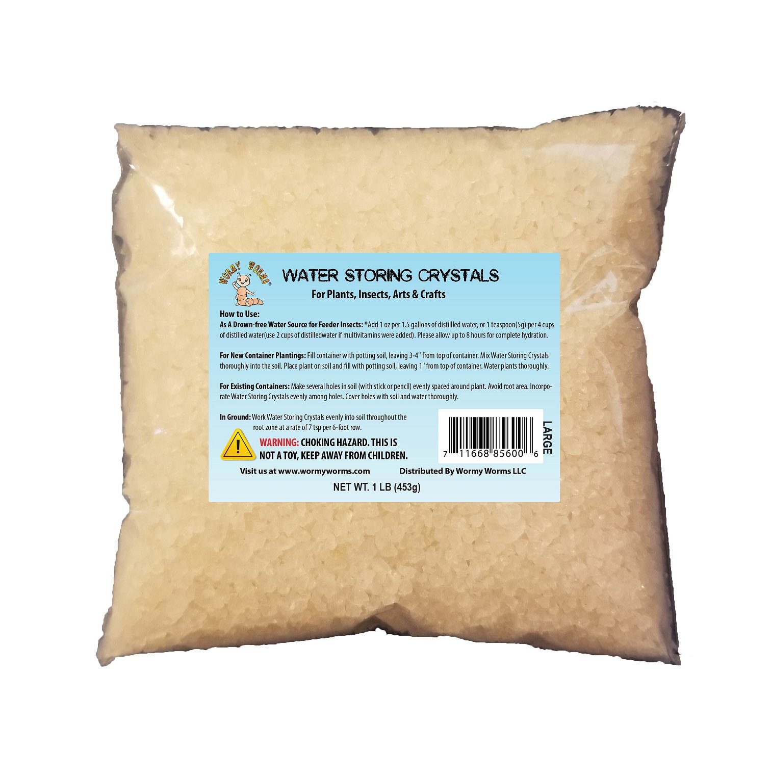 1lb Large Water Storing Polymer Crystals Quencher for Crickets Roaches Worms etc