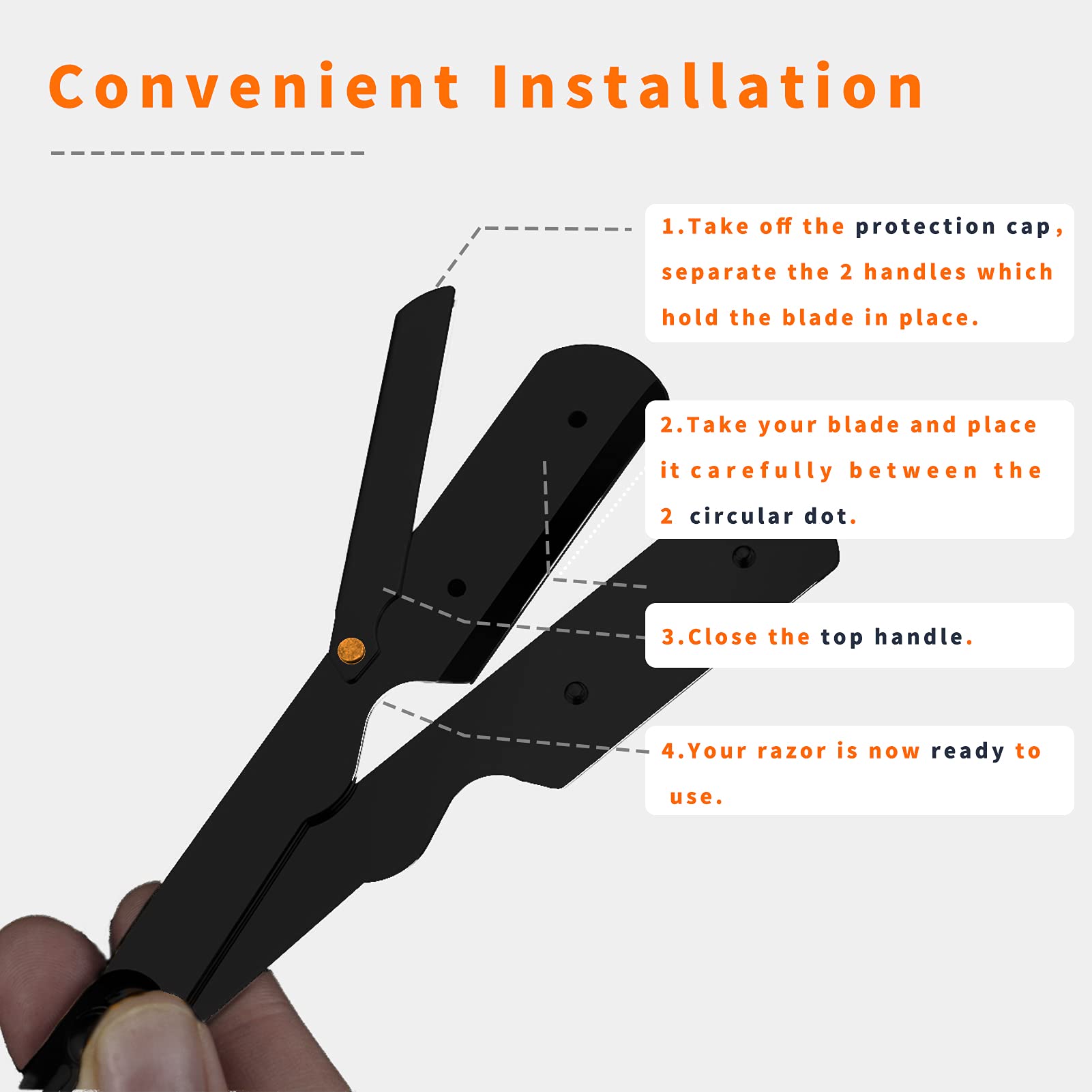 Straight Edge Barber Razor Professional Premium Salon Folding Men's Manual Shaver Cut Throat Black