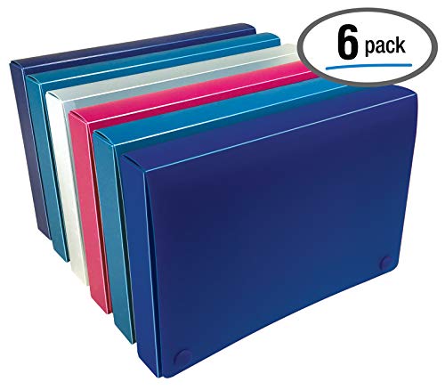 5 x 8 Inch Index Card Case by Better Office Products, 6 Pack, Semi-rigid Plastic, with Clear Index Dividers, Assorted Colors Will Vary