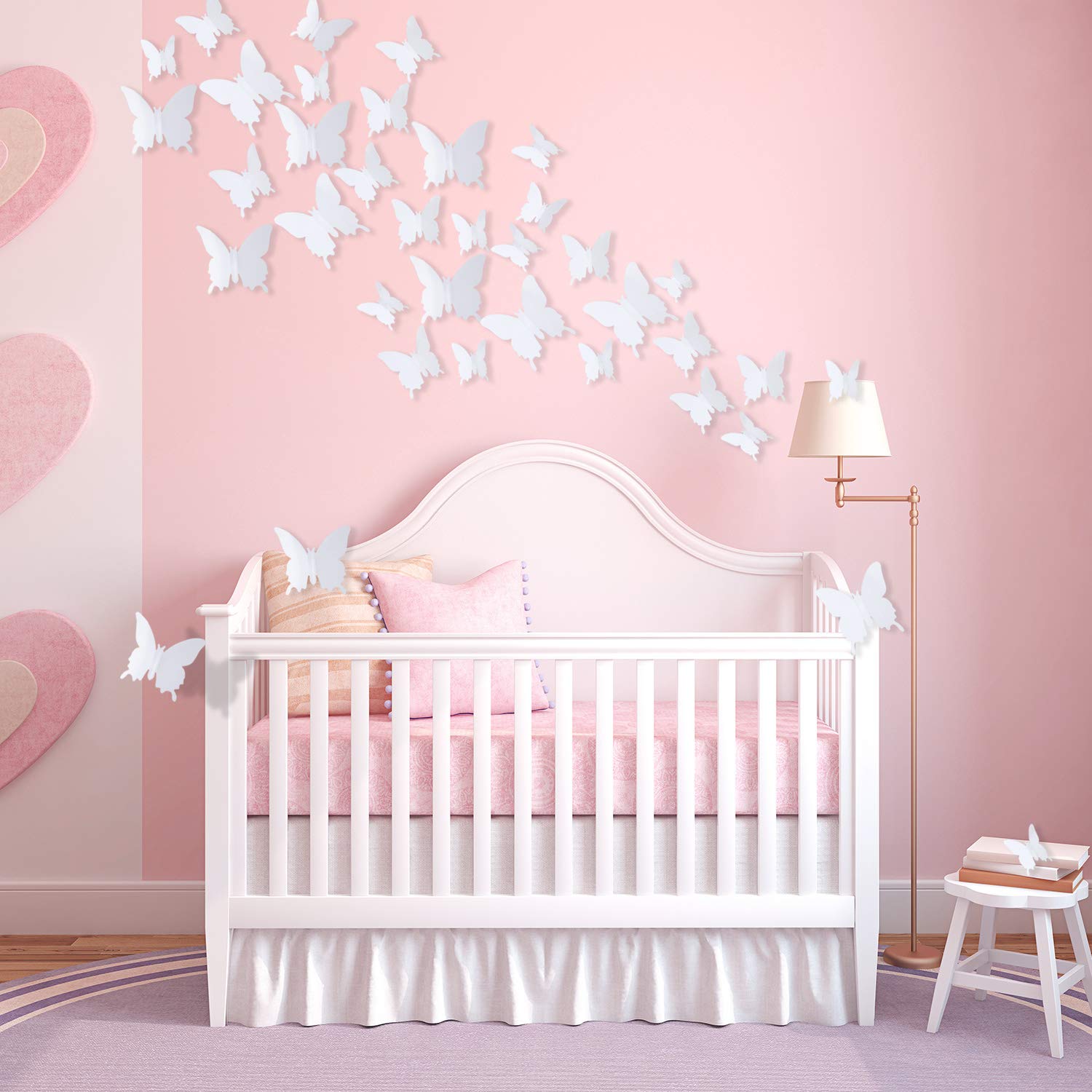 120 Pieces 3D Butterfly Wall Stickers 3 Sizes Removable Butterfly Mural Decals for Baby Kids Room Wedding Home Fridge DIY Art Decor (White)
