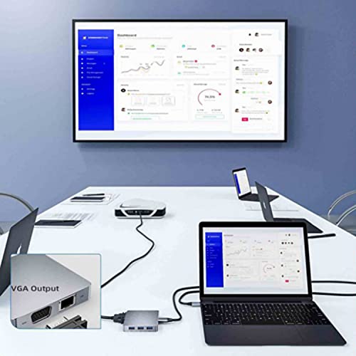 14 in 1 USB 3.1 Type-C HUB USB -C to HDMI 4K 30Hz VGA 100W PD Charging Adapter RJ45 Audio SD TF Card Reader USB 3.0 Hub for MacBook Nintendo Samsung Dex (Silver)