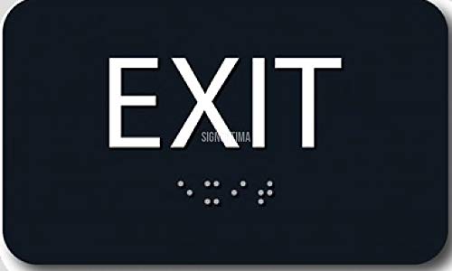 ADA Compliant EXIT Braille Sign , 6"x 4" , Double sided taped - SignOptima (Black)