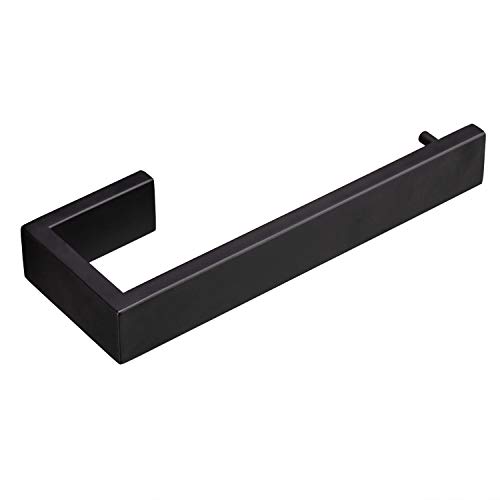 Bathroom Wall Mounted Hand Towel Holder, Pynsseu SUS304 Stainless Steel Towel Ring, Square Hand Towel Bar for Bathroom Hardware (1Pack Black )