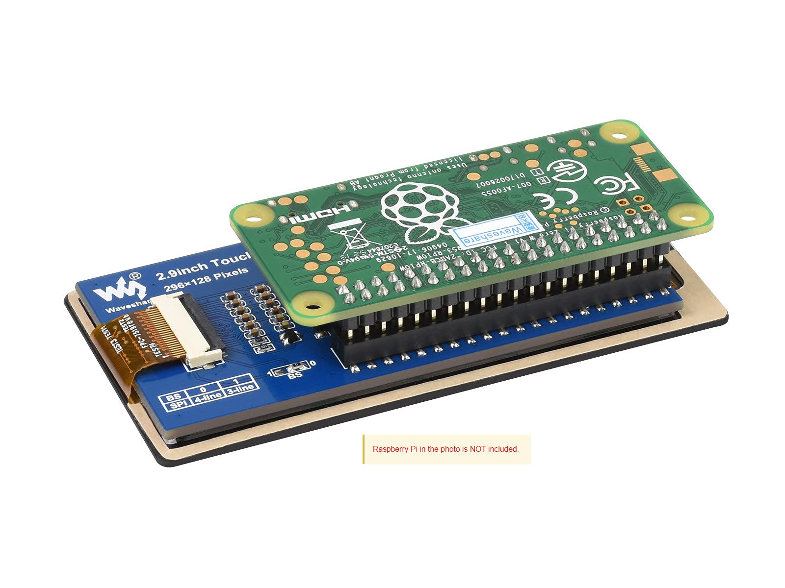 2.9inch Touch E-Paper Display HAT for Raspberry Pi 4B/3B+/3B/2B/Zero/Zero W/WH, 296×128 Pixel 5-Points Black/White 3.3V/5V Capacitive Touch E-Ink Screen, SPI Interface Support Partial Refresh