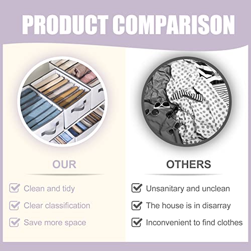 3 Pcs Wardrobe Clothes Organizer, Jeans Compartment Storage, Reinforced Handle Thickening Fabric, Foldable Washable Drawer Organizers, Mesh Clothes Storage Organizer for Bedroom (Gray)