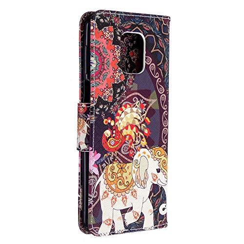 Asdsinfor Compatible with Xiaomi Redmi Note 9S Case Wallet Case, Credit Cards Slot with Stand Function for PU Leather Flip Compatible with Redmi Note 9 Pro/Note 9 Pro Max Flower Elephant BFCH