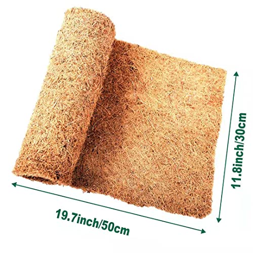 19.7"x11.8" Reptile Carpet Coconut Fiber, 2 Pack Reptile Terrarium Liner for Tortoise Bedding, Tortoise Carpet Mat Supplies for Pet Lizard, Chameleon, Bearded Dragon, Leopard Gecko, Iguana