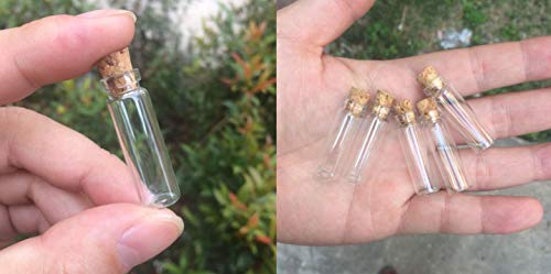 1ML Small Mini Tall Clear Glass Bottles/Jars with Corks Stoppers for Arts & Crafts, Projects, Decoration, Party Favors+ 50 Pcs Gold Metal Eye Hook Pin Screws,50 Pcs