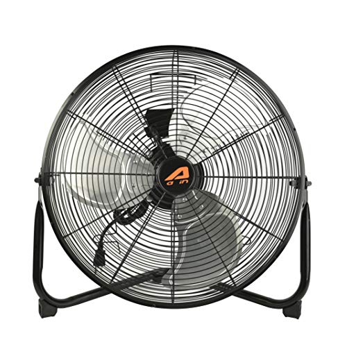 Aain(R AFAN10 20'' High Velocity Floor Fan, 6000 CFM Heavy Duty Metal Floor Fans,3 Speed Settings, Black
