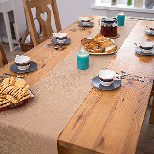 100% Natural Jute Rustic Burlap Table Runner - 12" Wide x 120" Long - Perfect for Rustic Theme Weddings, Events, Parties, BBQ's, Dining Table & Home Decor.