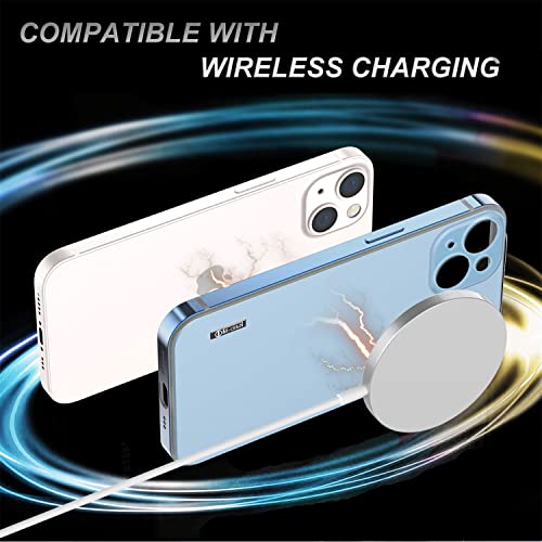 13peas Case for iPhone 13 Solid Color Slim Cover with Steel Metal Coated Plastic Frame,Anti-Scratch Protective Microfiber Lining Shell for Women Men (Pure Blue)