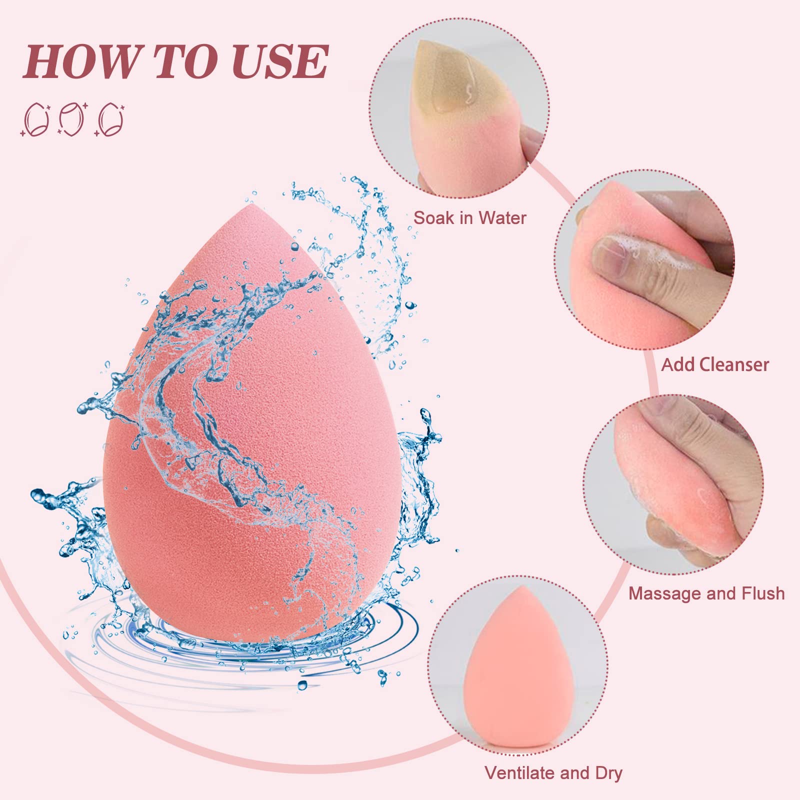 12PC Makeup Sponge Beauty Blender: WUZUN Make Up Sponges Set For Face Dry & Wet Use For Powder, Cream Or Liquid Application