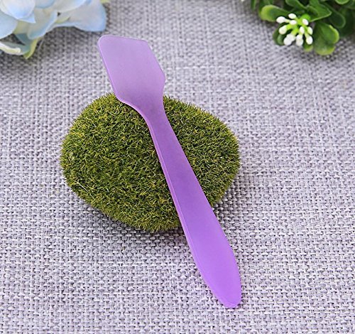 100pcs Plastic Spatulas Cosmetic Scoop Stick Spatula Applicator Tool for Mixing and DIY Mask Facial Cream Makeup Skin Care Products 3.2" Reusable (Purple)