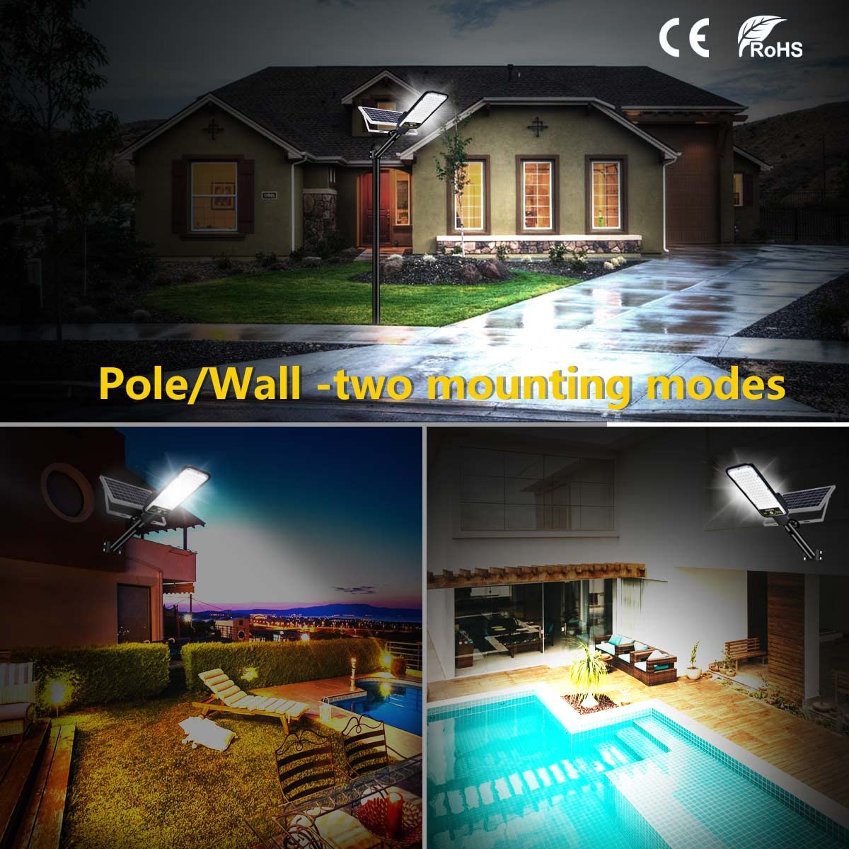 100W Solar Street Lights Outdoor, LED Street Lights Solar Powered Dusk to Dawn, Waterproof Solar Security Flood Light with Motion Sensor And Remote Control for Parking Lot Patio Backyard Garden Yard