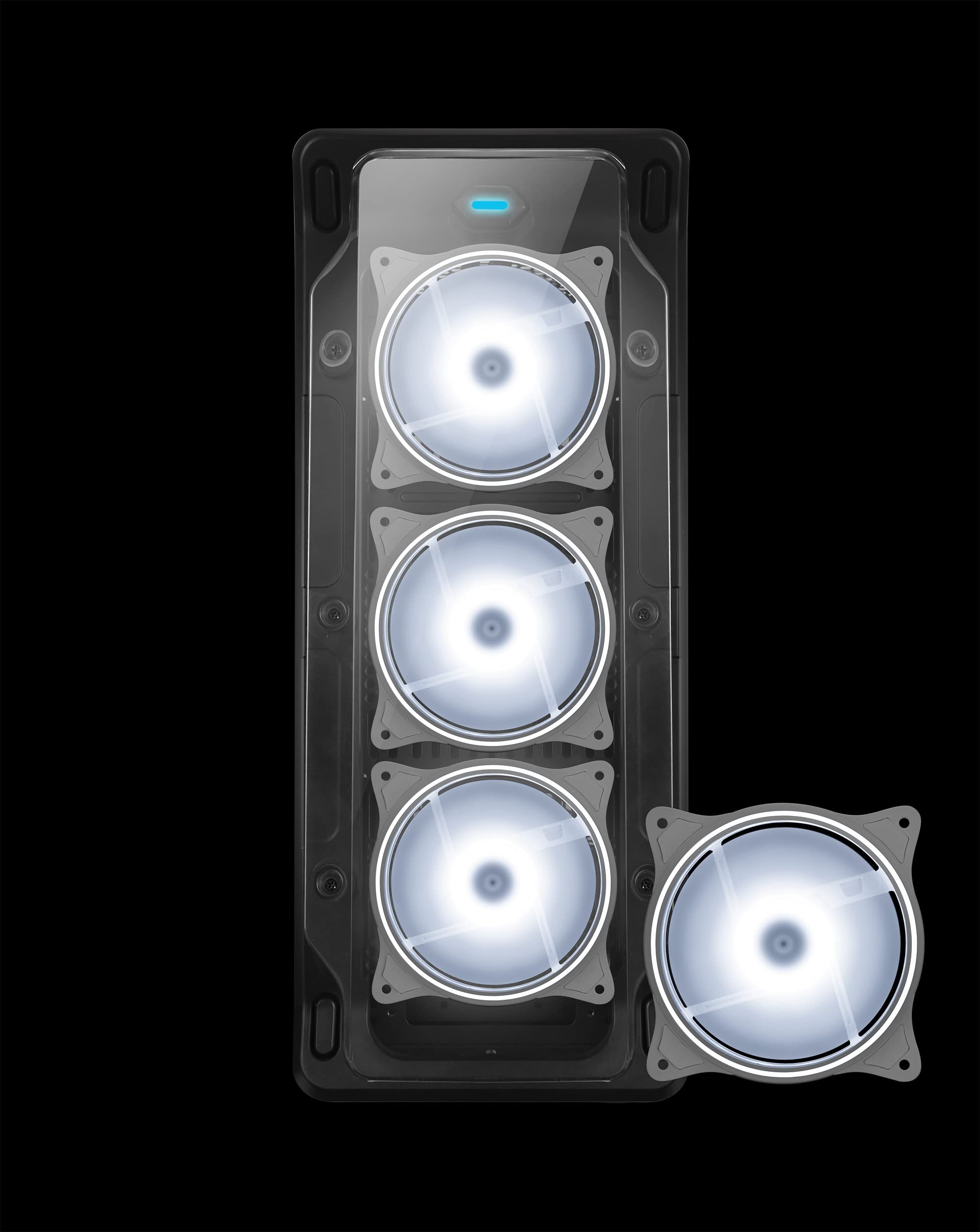 120mm Computer PC Cooling Fan White LED Game Case Cooler Fan Quiet 12V Computer PC Fan with Triple Light Loop 3-Pack