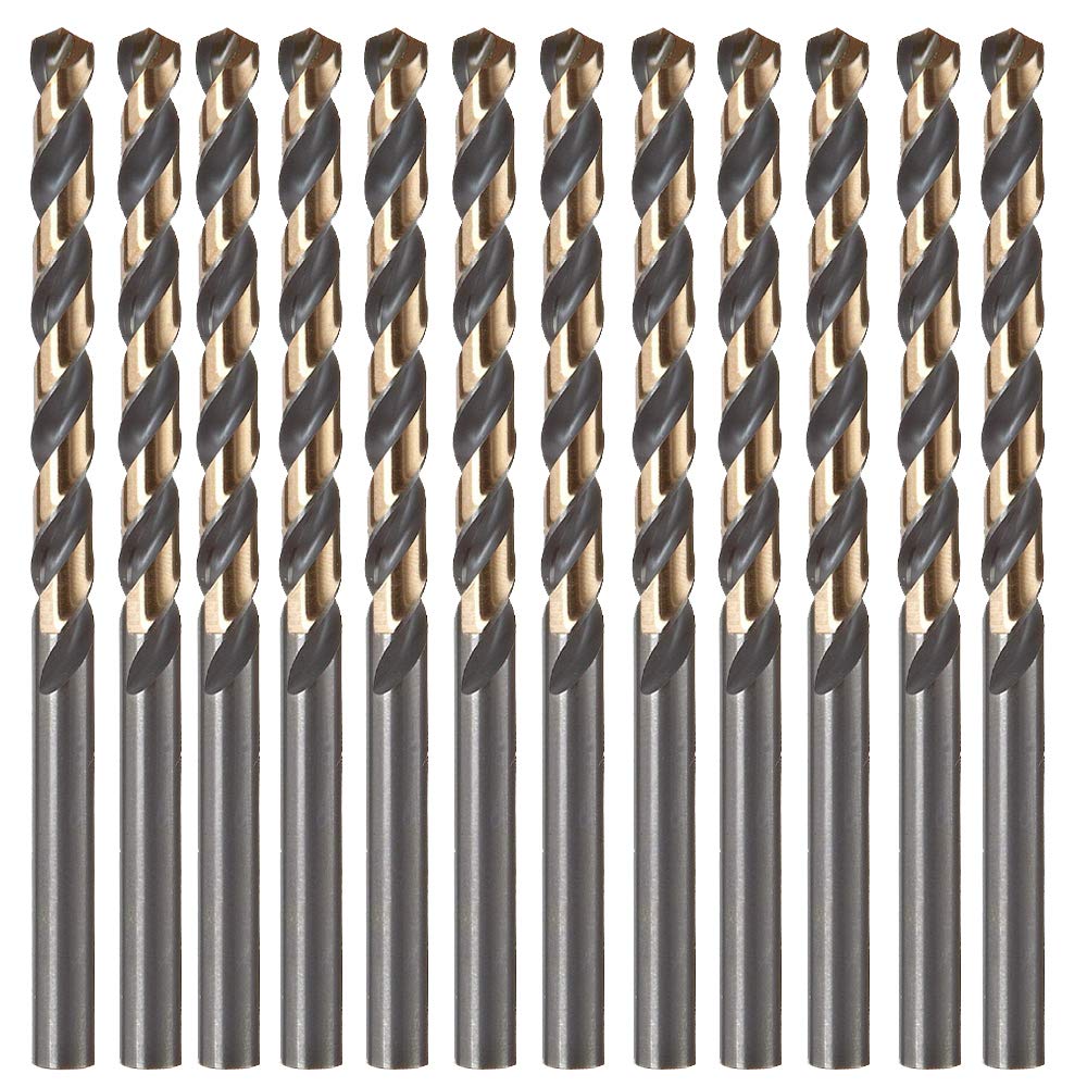 12 PCS, 11/64", Black and Gold Coated Twist Drill Bits