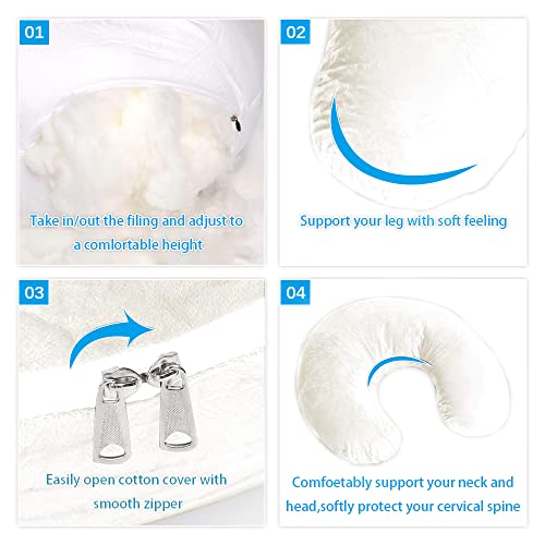 MANDZIXIN Pregnancy Pillow, Maternity Body Pillow with Velvet Separate Support Pillow and Removable Cover,Side Sleeping and Back Hips, Legs, Belly Support for Pregnant Women (White, U Shaped)