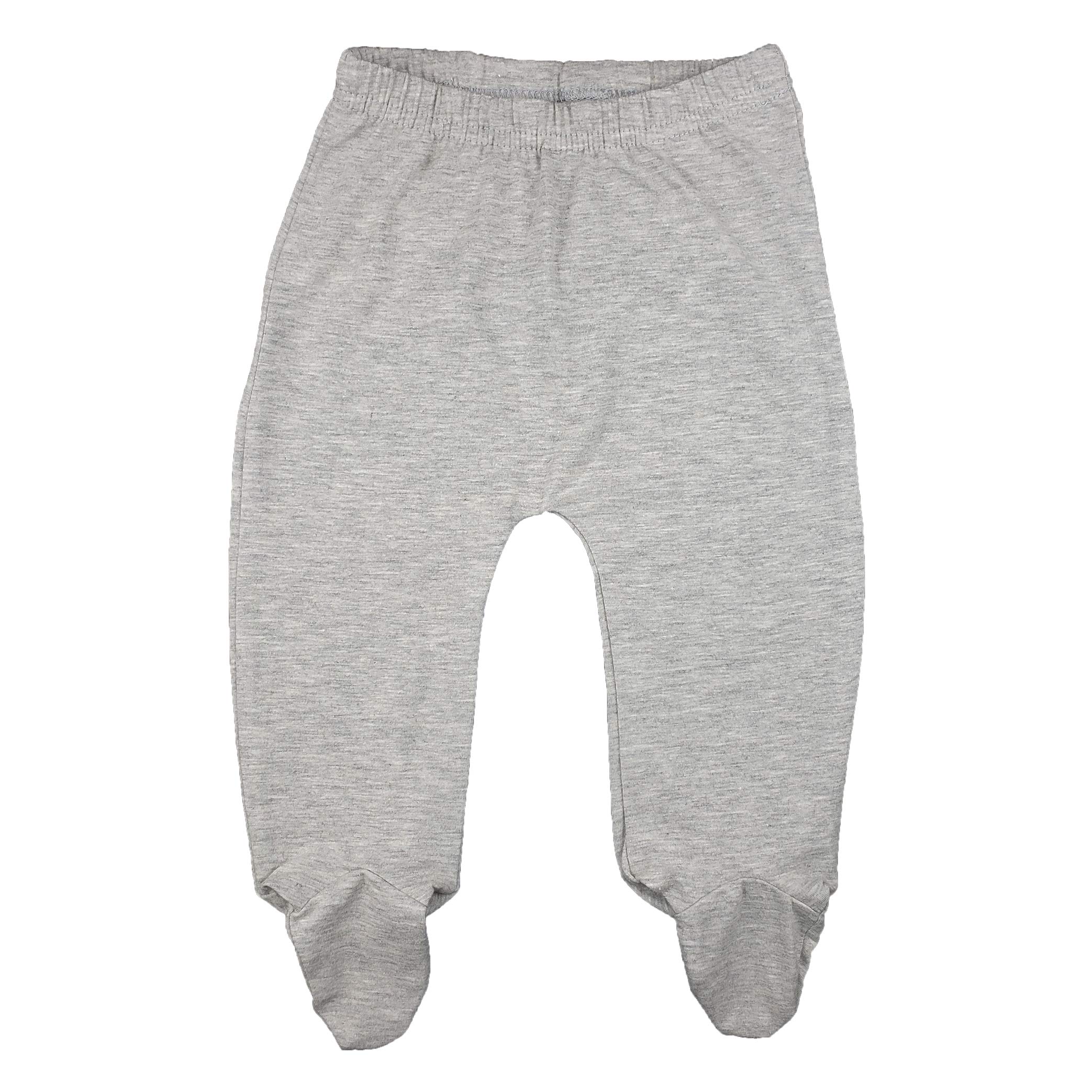 123 Bear Baby Soft Cotton Spandex Pants with Feet (Gray 2-Pack, Newborn)