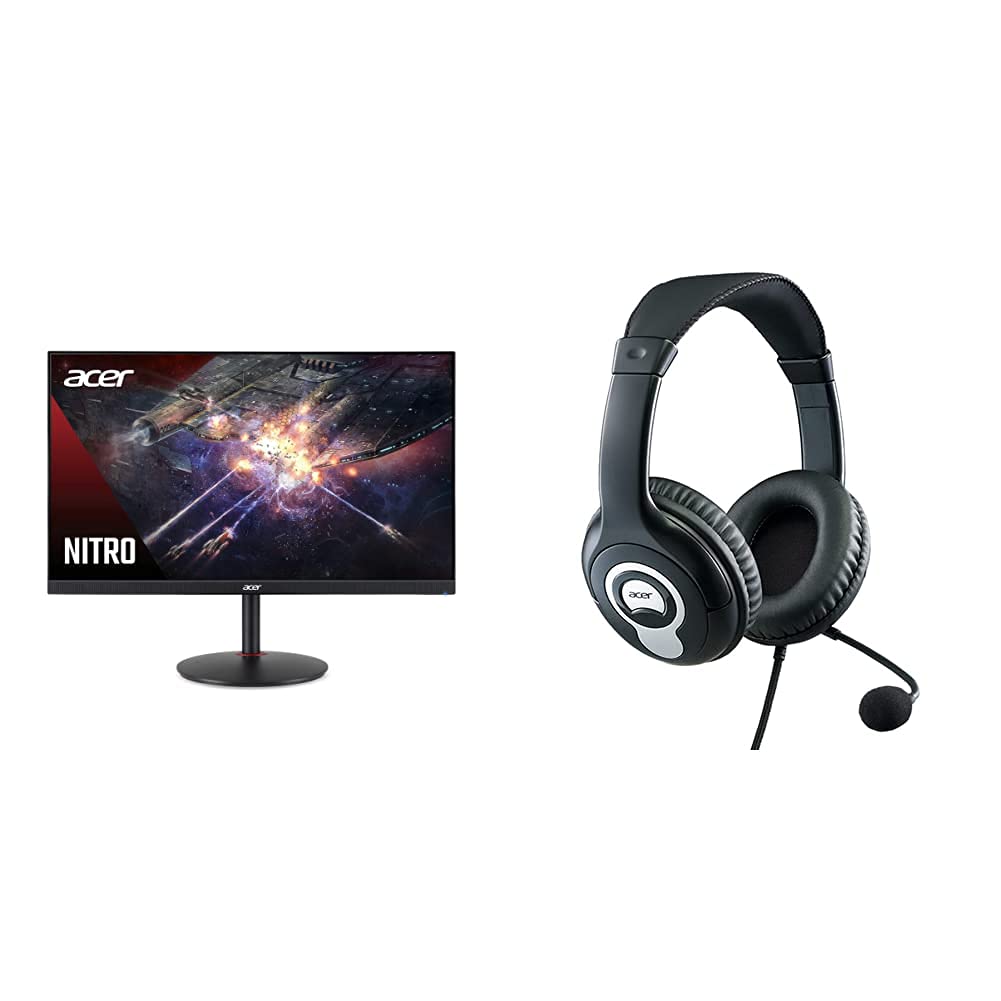 Acer Nitro XV241Y Xbmiiprx 23.8" Full HD (1920x1080) IPS Gaming Monitor | AMD FreeSync Premium | Up to 270Hz | HDR 400 |2 x HDMI 2.0 & 1 x DP Wired Headset with Flexible Omnidirectional Mic
