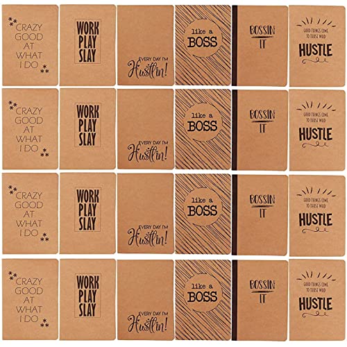 24 Pack Motivational Notebooks Bulk, Lined Inspirational Journals for Coworkers, Office Employee Gifts, Kraft Paper Material (80 Pages Each, 4 x 5.75 In)