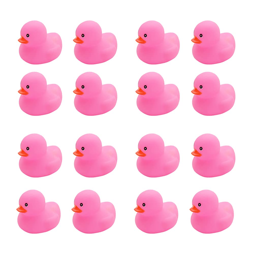 16PCS Pink Rubber Duck Kids Bath Duck Toys ,Squeak Rubber Ducks in Bulk Valentine's Day Rubber Ducks Baby Shower Duck Decorations Party Favors (2.2’’)