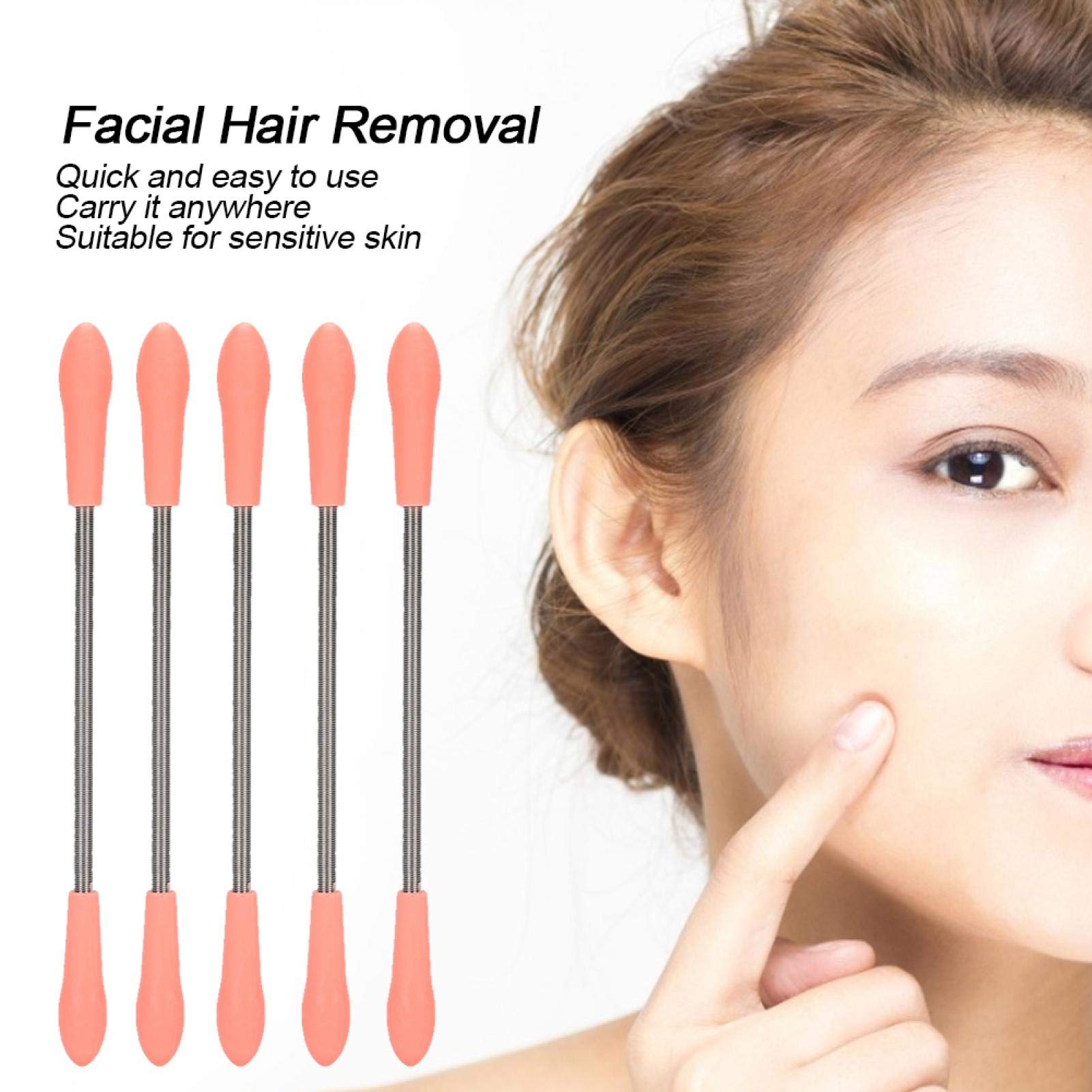 5pcs Facial Hair Remover Stainless Steel Spring Manual Epilator Threading Beauty Tool for Quick Hair Removal