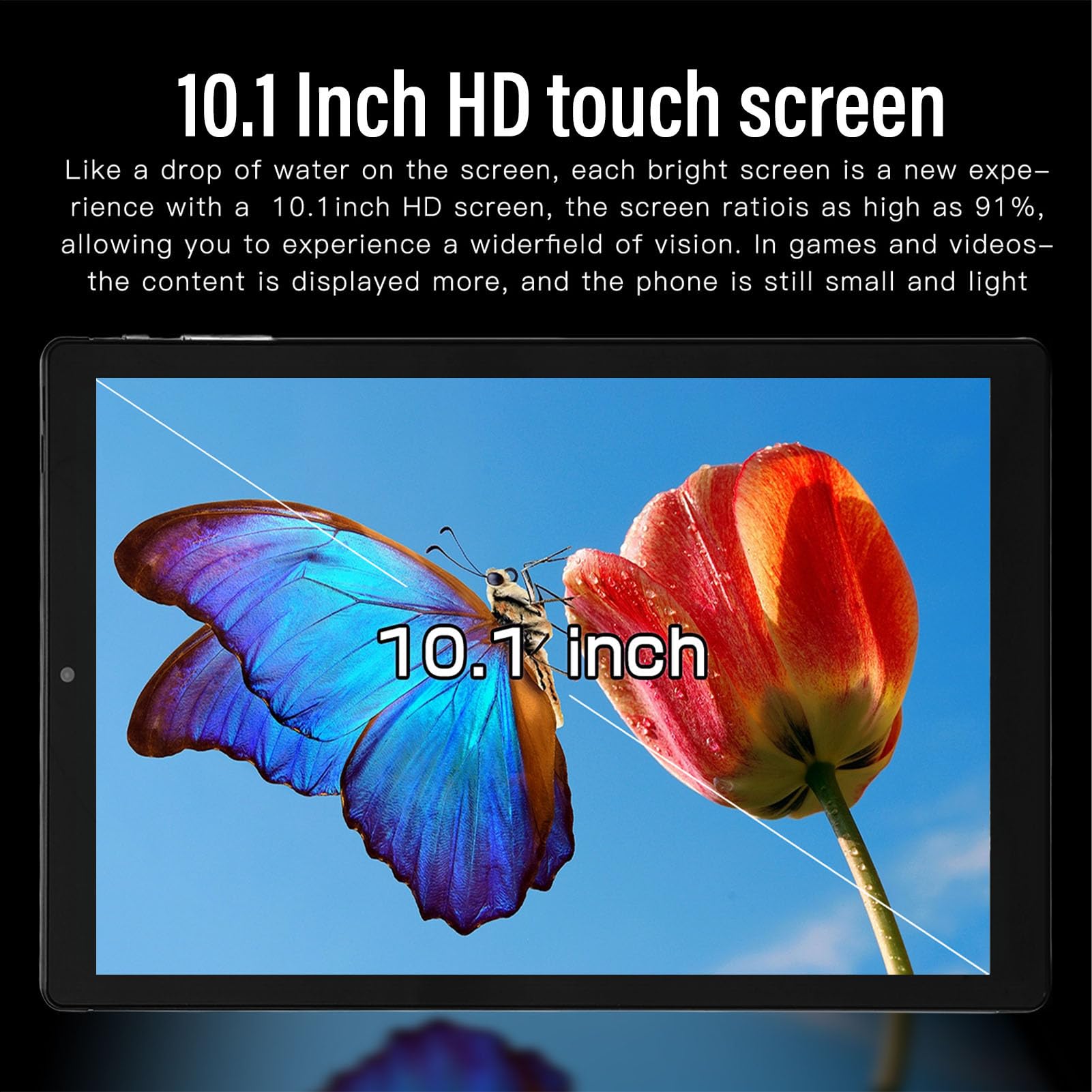 10.1 Inch 2 in 1 Tablet, Deca Core CPU, 6GB RAM, 128GB ROM, 1960x1080 HD Touchscreen, Dual Cabinet Speakers, with Keyboard, 100‑240V (US Plug)