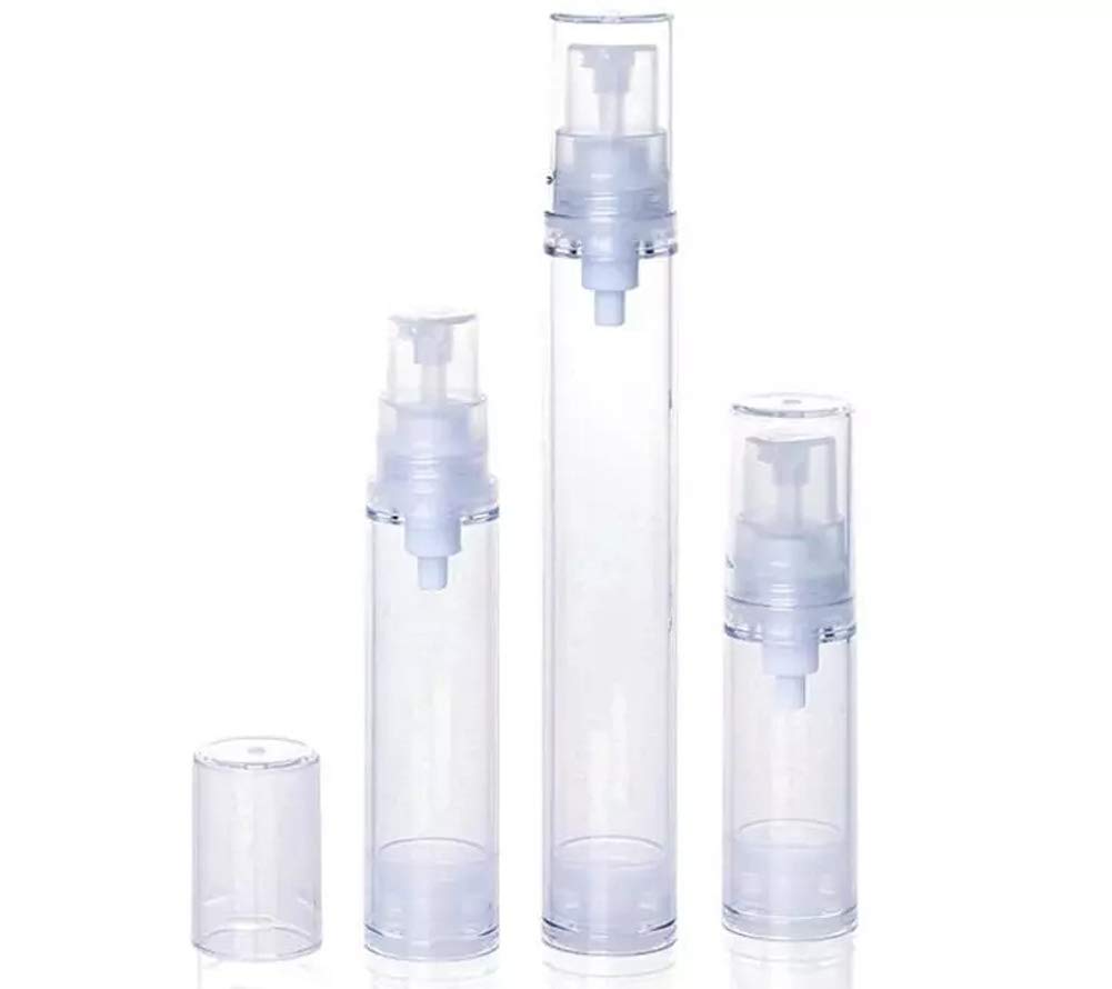 15 Pcs Clear Airless Lotion Pump Bottles Empty Cream Vacuum Bottles Cosmetic Containers Travel Press Pump Bottles For Foundations,serums,and more (5ml)
