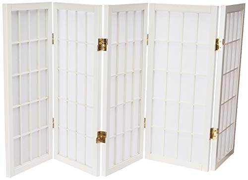2 ft. Short Desktop Window Pane Shoji Screen - White - 5 Panels
