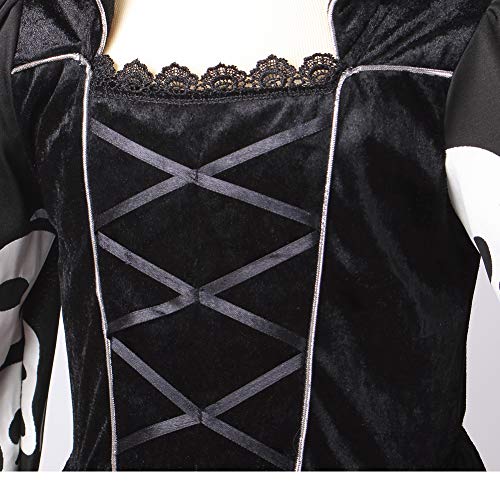 yolsun Skeleton Ghost Witch Costume for Girls, Glow in The Dark, Halloween Fearsome Costume(10-12 Years)