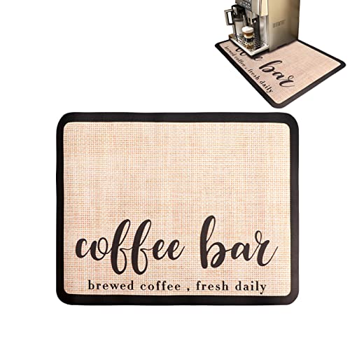 15.75 X19.69inch Coffee Maker Mat,Coffee Bar Decor Accessories For Countertop,Hide Stain Water Absorbent Non Slip Quick Dish Drying Mat Fit Under Coffee Pot Espresso Machine(brown)