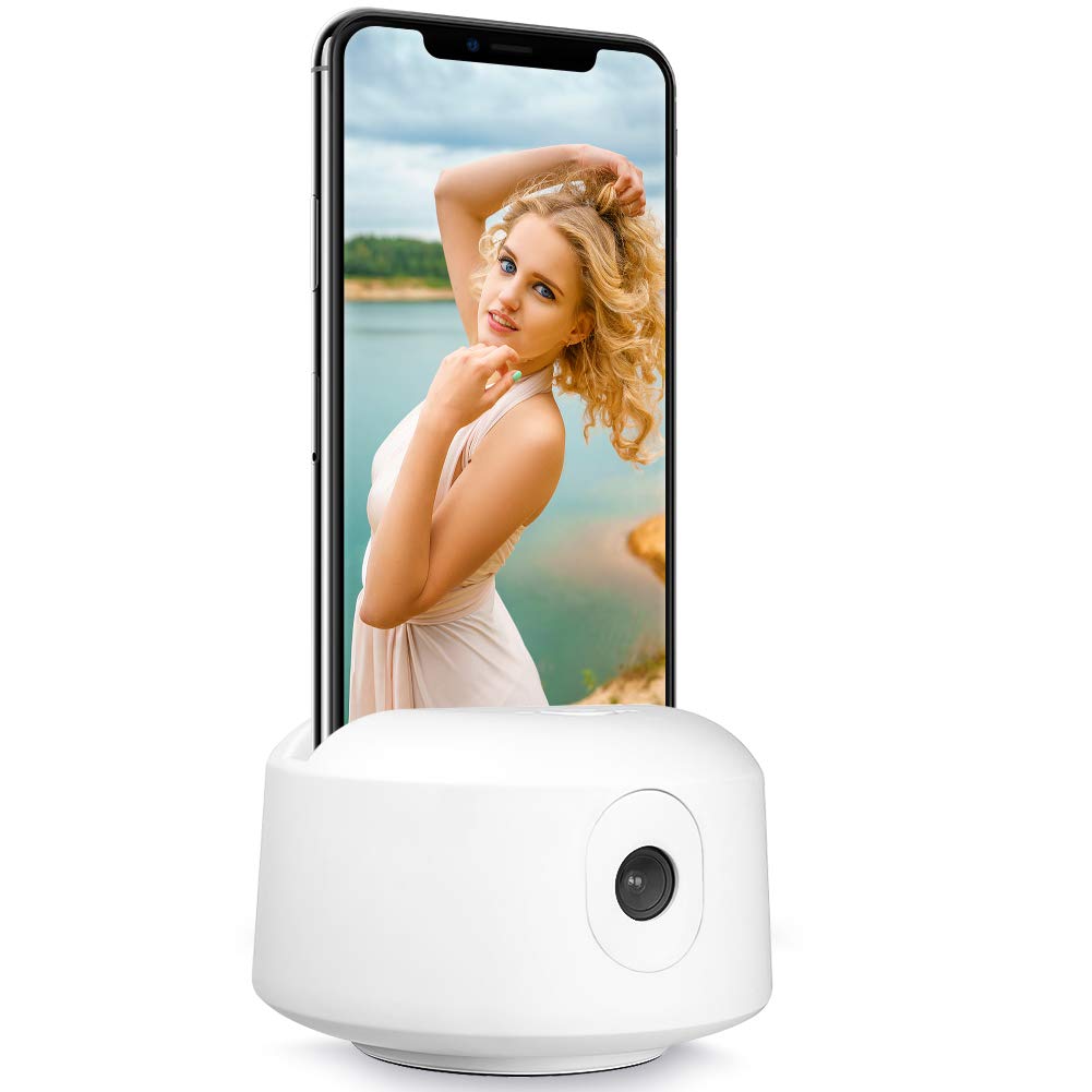 Auto Tracking Smart Shooting Holder【NO APP Required】 360°Rotation Auto Face Selfie Stick, Suitable for Phone, Tablet - Cell Phone Camera Mount for Tripod Stand - Idea for Live Streaming, Live Video