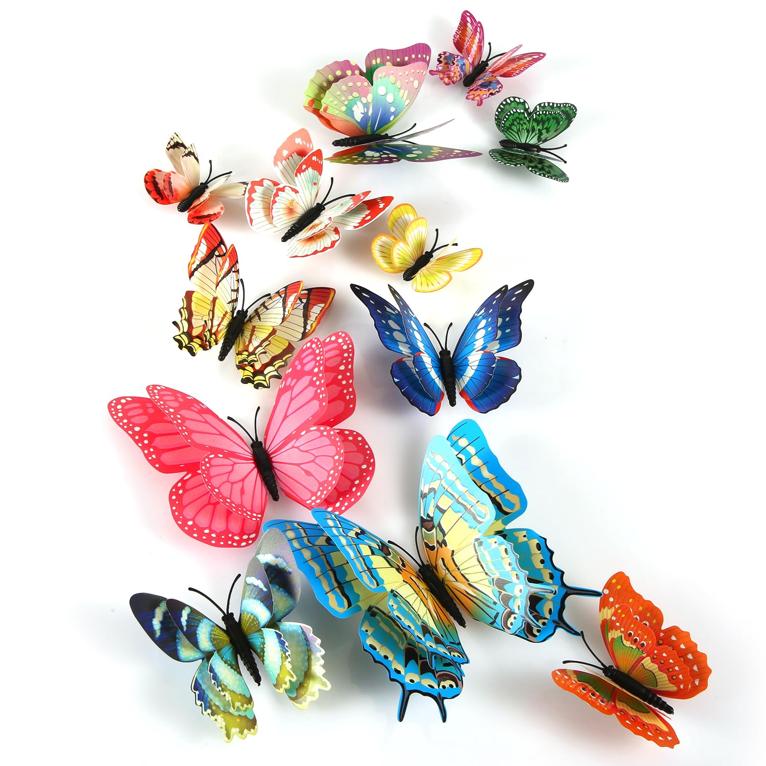 12pcs Glow in The Dark Butterfly Wall Stickers, Colorful 3D Butterfly Magnets Wall Decals Double Layer Luminous Butterfly Removable DIY Wall Art Crafts for Kids Girls Bedroom Home Room Decor