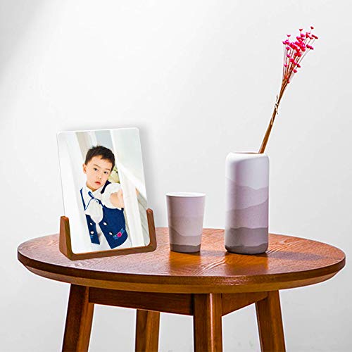 CUNYA Picture Frames, 4x6 Glass Photo Frame with Wooden Base, Rustic Picture Frame Set of 2 for Table Top Desktop Display Room Decor (Walnut)
