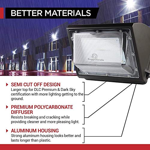 200 Watt LED Wall Pack Light - 26,000 Lumens - Durado II series LED wall Light - Semi Cut off - High Efficiency 135 Lumen to Watt- DLC Premium Listed - Wall Pack LED - 5000K Bright White β DLC Premium