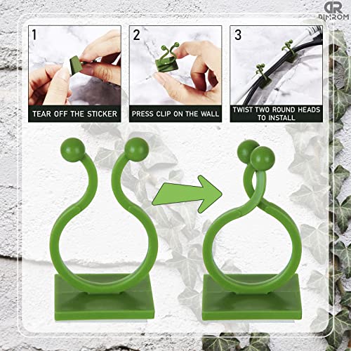 110Pcs Wall Plants Climber Vine Sticky Wall Clips Green 3 Different Size Wall Fixture Clips | Plant Fixture Cable Clips Self-Adhesive Plant Clips Fixing Hook Wall Vine Supports Traction Wall Clip