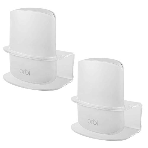Acrylic Wall Mount Holder for NETGEAR Orbi Larger Whole Home Dual Band Mesh WiFi 6 System (RBK351)(RBK352)(RBK353)(AX1800) - Bracket Hanger Stand Holder for Orbi Larger WiFi 6 by TIUIHU (2-Pack)