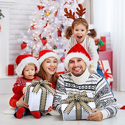 2 Rolls Christmas Buffalo Plaid Wired Edge Ribbons Christmas Tree Burlap Fabric Craft Ribbon Wrapping Ribbon with Checkered Edge, 216 Inch (Black and White,1.5 Inch Width)