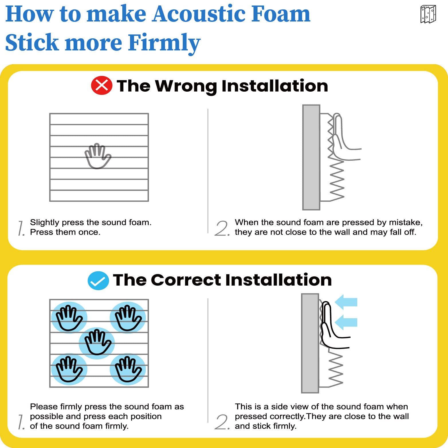 12 Pack Acoustic Panels Self-Adhesive, 1" X 12" X 12" Quick-Recovery Sound Proof Foam Panels, Acoustic Foam Wedges High Density, Soundproof Wall Panels for Home Studio,Carbon Black