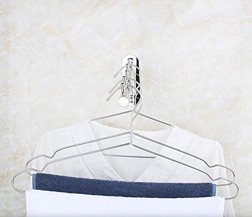 2 Set of NUZAMAS Wall Mounted 304 Stainless Steel Swing Arm Holders, Clothes Coat Hanger, 5 Hooks Coat Rack Closet, Storage Organizer Mirror Finished with Installation Kits