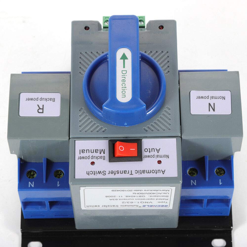 110V 2P 63A Dual Power Automatic Transfer Switch Dual Power Generator Changeover Switch 50HZ/60HZ with Electronic Instruction Manual