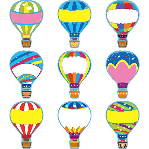 54 Pieces Colorful Hot Air Balloon Cutouts Hot Air Balloon Name Tags Labels Accents for Classroom Decor Bulletin Board School Playroom Baby Nursery Kids Bedroom Studio