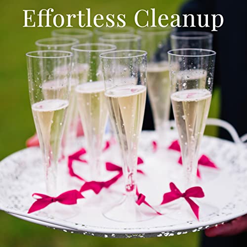 100 Plastic Champagne Flutes Disposable | Clear Plastic Glasses for Parties | Toasting and Mimosa Glasses | Wedding Party Bulk Pack | New Years Eve Party Supplies 2023