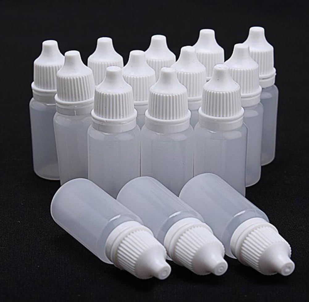 12PCS 50ML 1.7oz Clear Empty Refillable Plastic Squeezable Eye Drop Dropper Bottle Liquid Medicine Container With Screw Cap Essential Oil Container Bottles