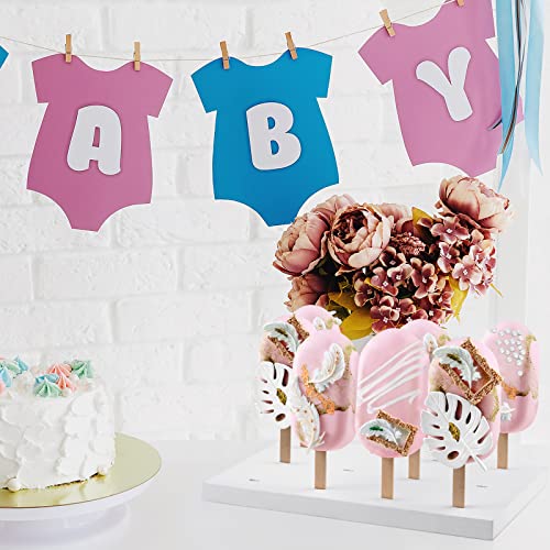 2 Pcs Cakesicle Stand Display 12 Count Candy Sticks Wooden Holder Rectangle Rustic Cake Stands for Dessert Table Ice Cream Lollipop Holder for Wedding Baby Shower Birthday Party(White)