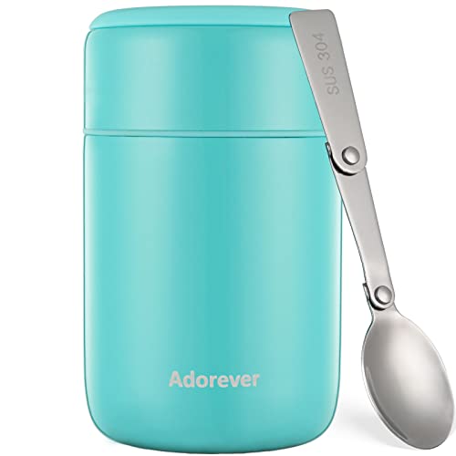 Adorever 17oz/ 25oz Thermos for Hot Food with Spoon, Leakproof Lunch Thermos for Kids Adults, Soup Thermos Vacuum Insulated Food Jars, Blue