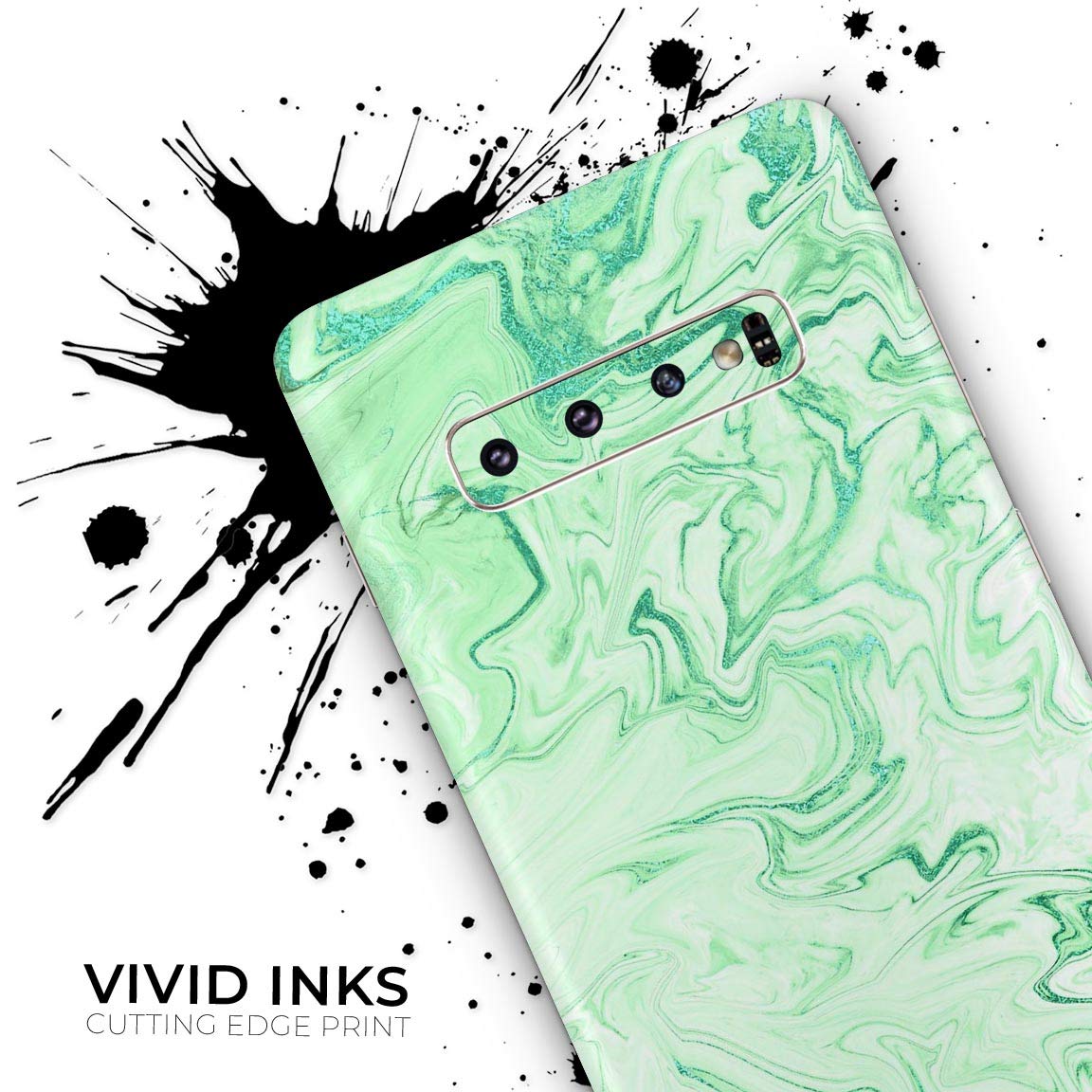 DesignSkinz Mint Marble & Digital Gold Foil V9 Protective Vinyl Decal Wrap Skin Cover Compatible with The Samsung Galaxy S20 (Screen Trim & Back Glass Skin)
