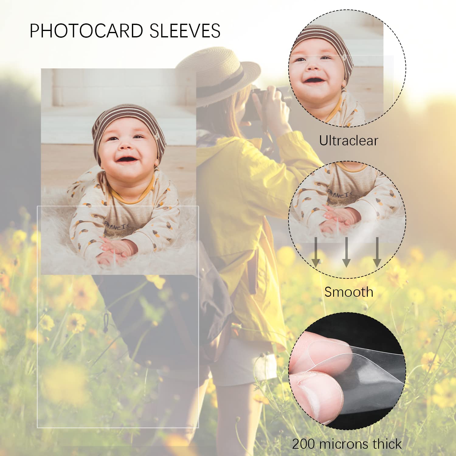 100 Pack Card Sleeves,66 x 91 mm Photocard Sleeves Clear Kpop Idol Photocard Holder Tranding Card Sleeves Binder Sleeves