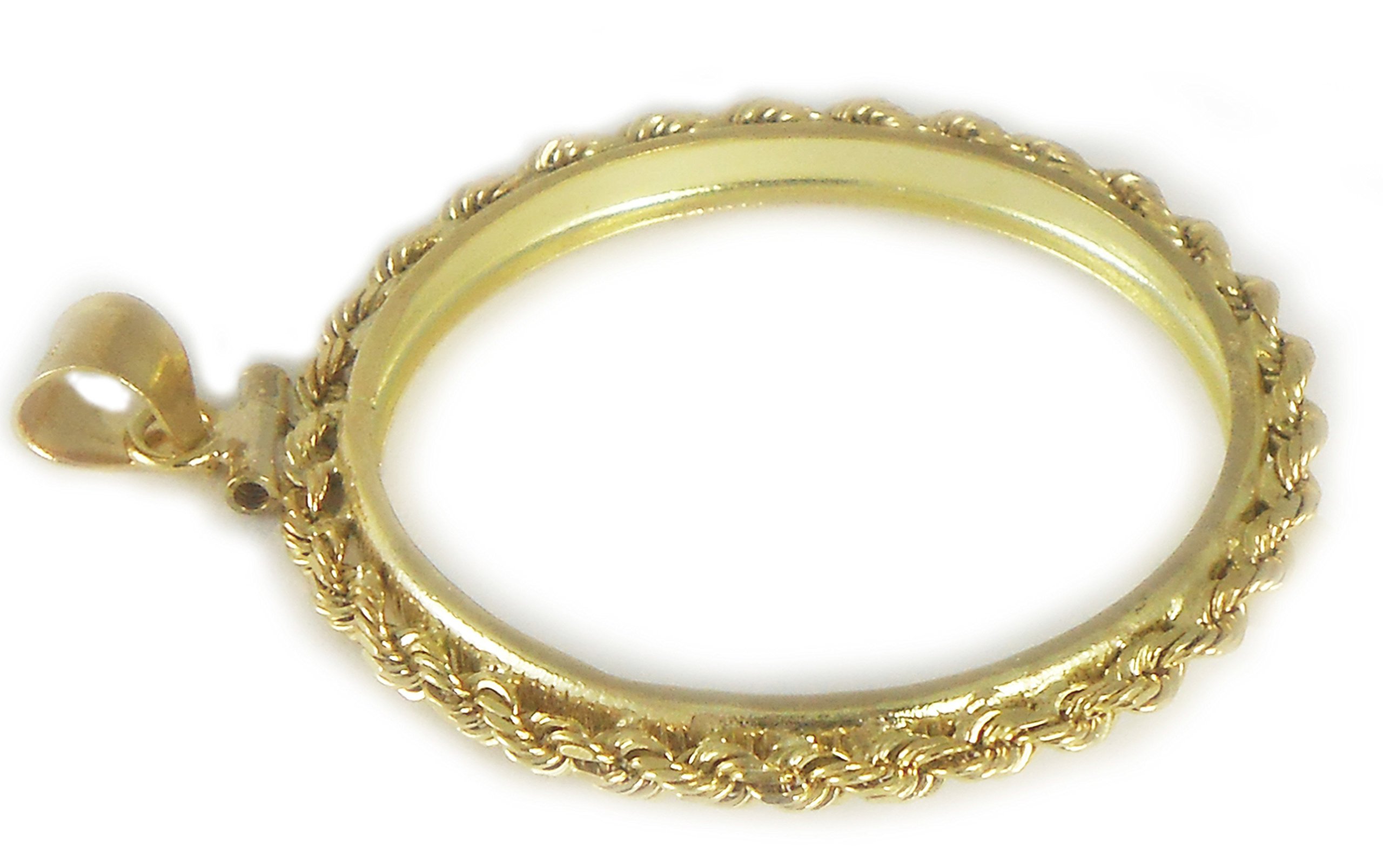 1/20 14k Gold Filled 20 Franc Rope Edge Bezel Frame Mount Pendant 20.96mm x 1.40mm