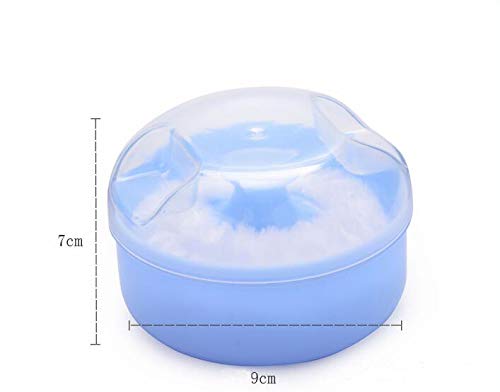 2 Pcs Pink and Blue Plastic Baby Care After-bath Powder Puff with Portable Talcum Powder Holder Box Empty Makeup Container Prickly Heat Powder Applicator Flutter for Baby Skin Care